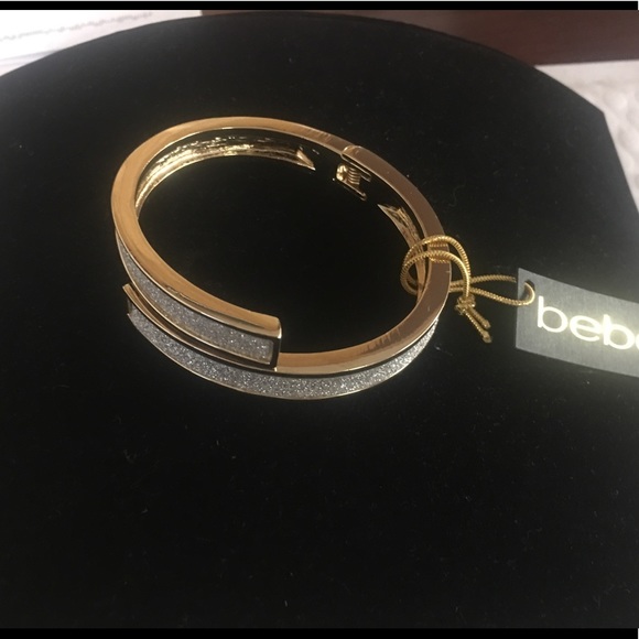 bebe | Jewelry | Bebe Hinged Overlapping Sparkly Gold Bracelet | Poshmark